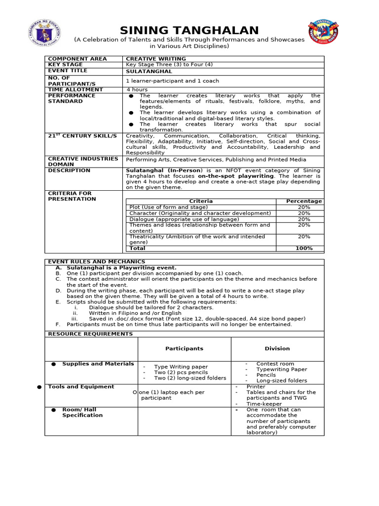 Guidelines Sulatanghal | PDF