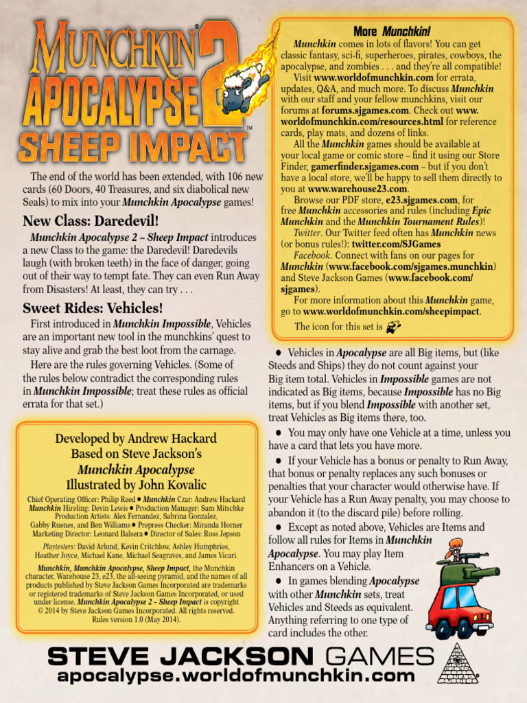 Munchkin Apocalypse 2 Sheep Impact + | PDF