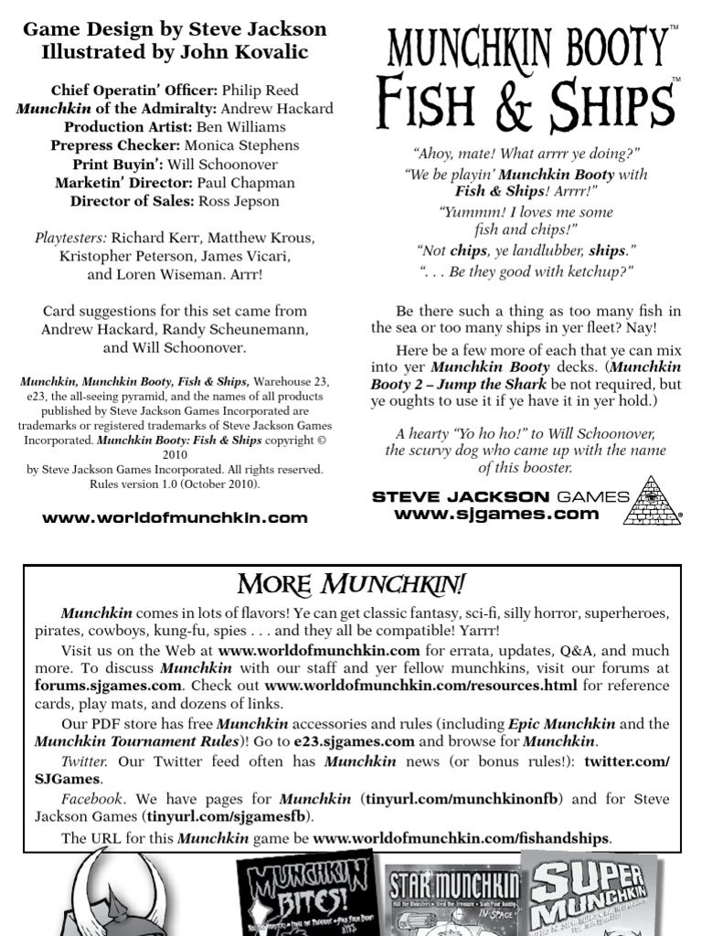 Munchkin Booty Fish & Ships | PDF