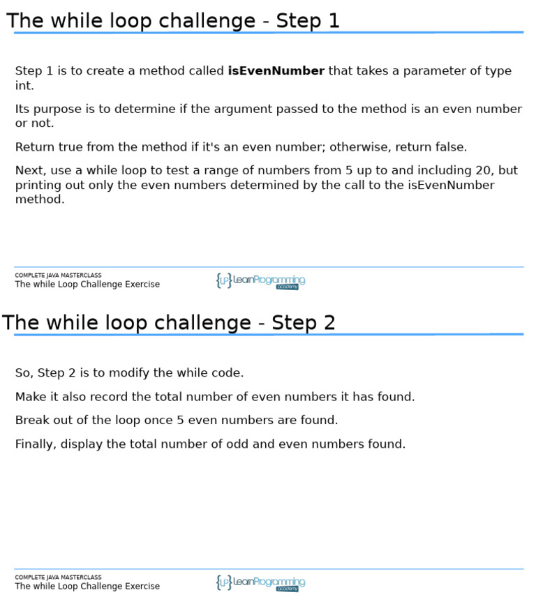 Slides Control Flow The While Loop Challenge Exercise | PDF
