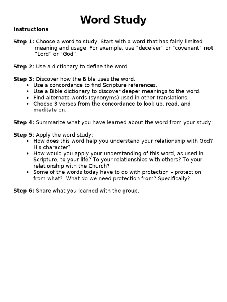 Word Study Template for GL Training | PDF