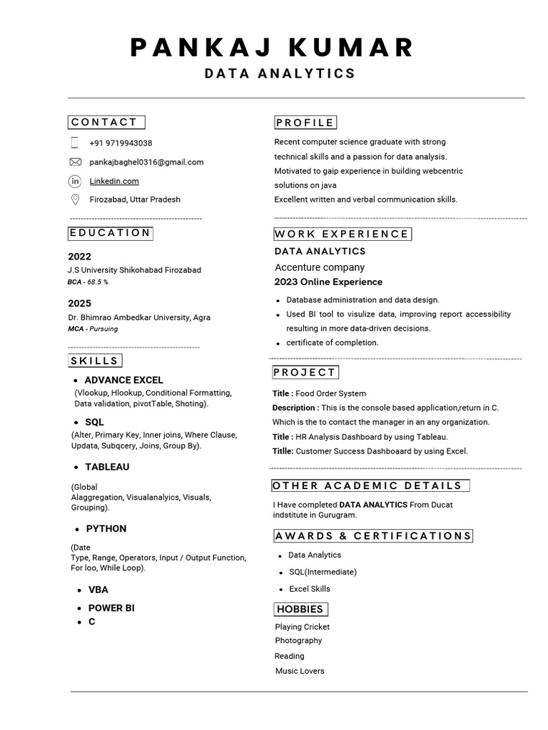 PK DA Resume | PDF
