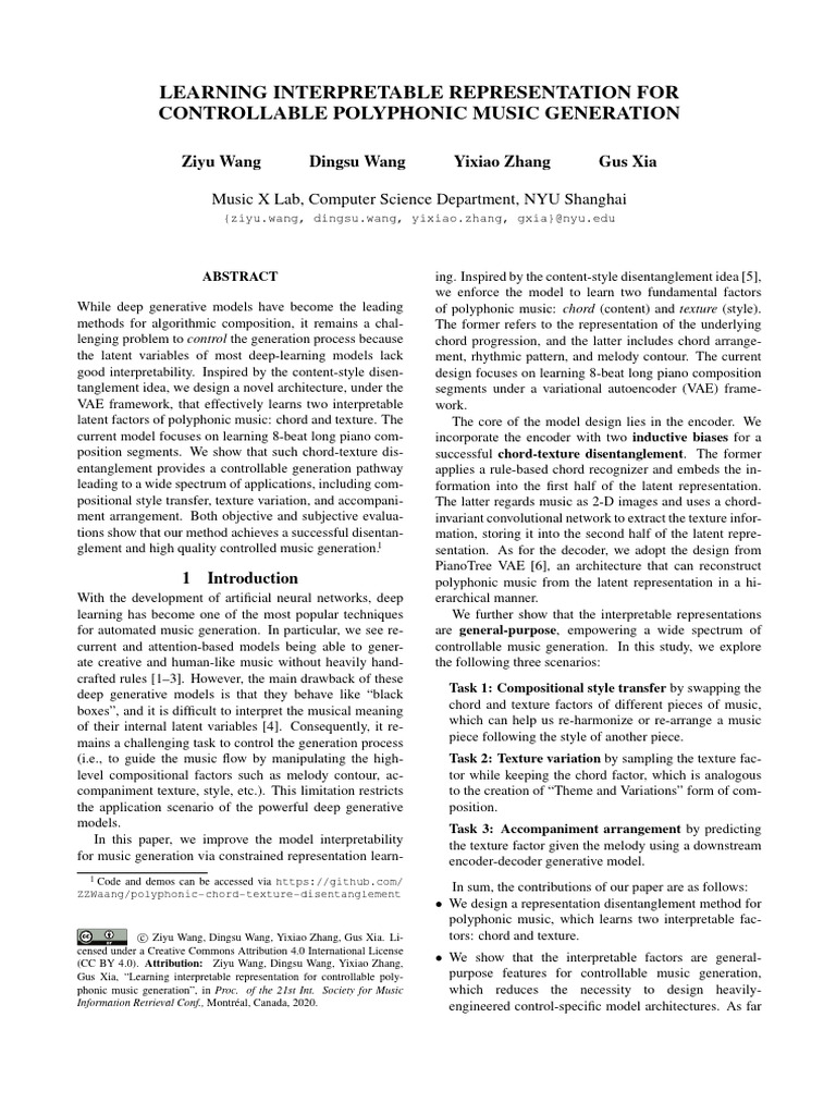 Learning Interpretable Representation For Controllable Polyphonic Music Generation | PDF
