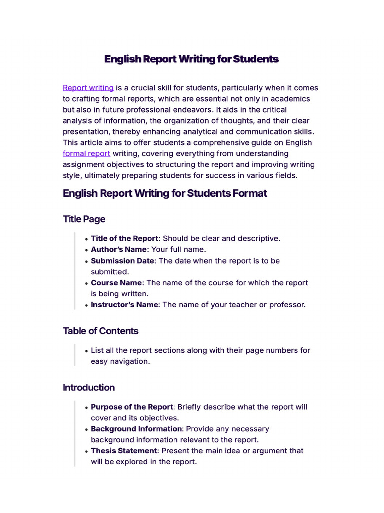 Report Writing Format | PDF