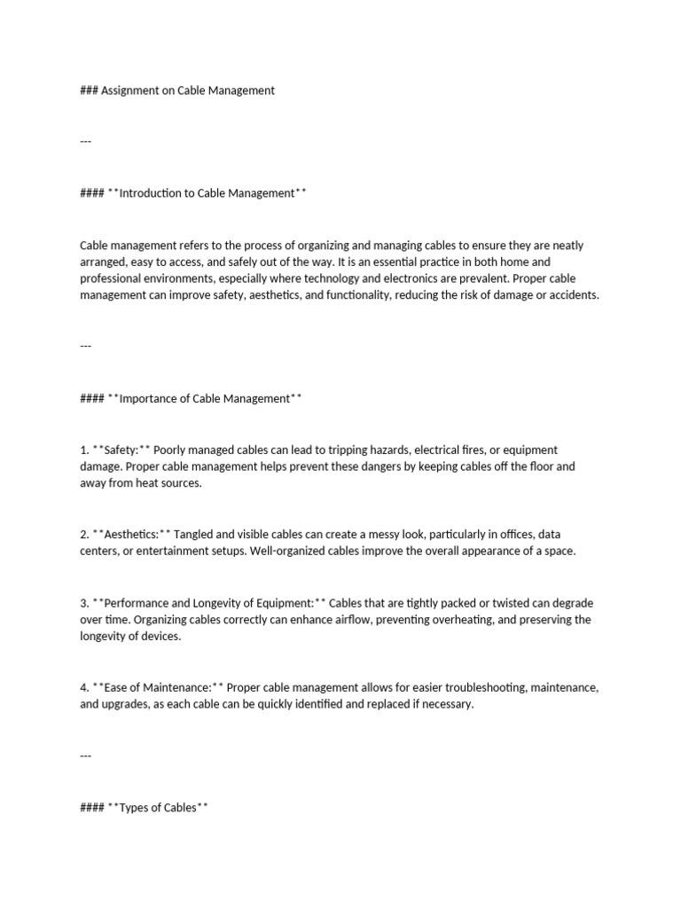 Assignment On Cable Management | PDF