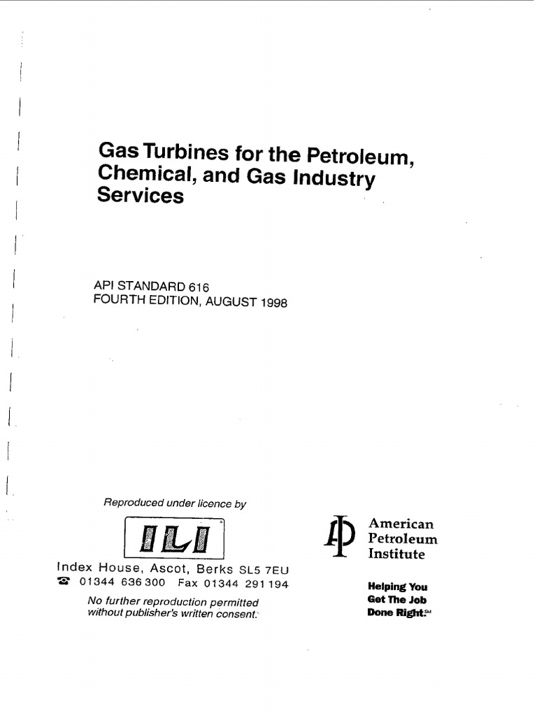 API 616 4th Edition Gas Turbine | PDF