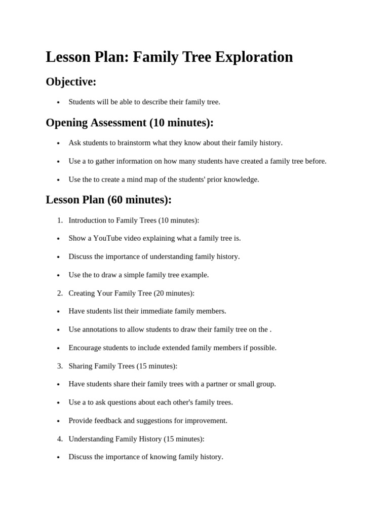 Lesson Plan family tree | PDF