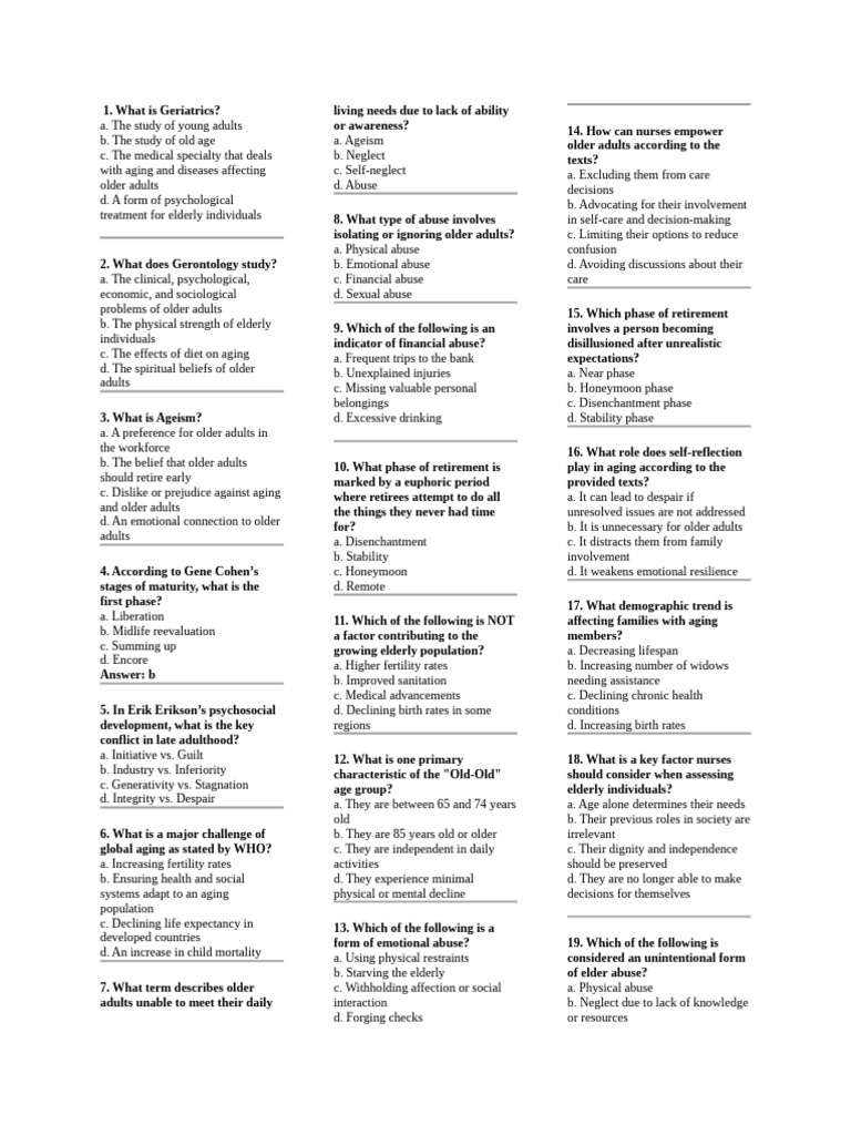 Geria 130practicequestions | PDF