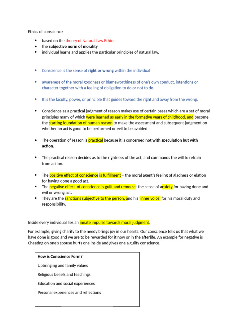 Ethics of Conscience | PDF