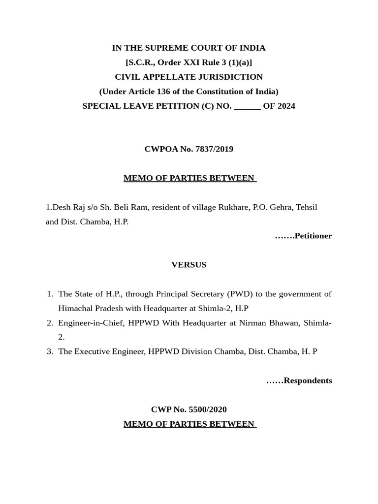 Memo of Parties. | PDF