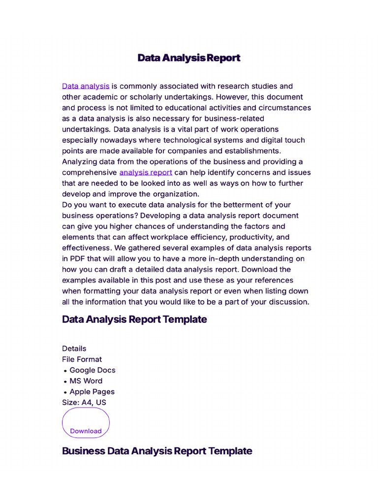 Data Analytic Report Template | PDF