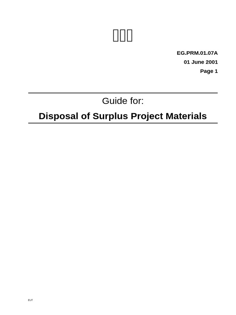 8 Eg Prm 01 07a Disposal Of Surplus Project Materials Pdf