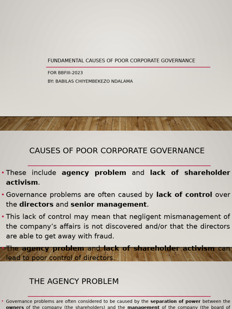 Fundamental Causes of Poor Corporate Governance | PDF