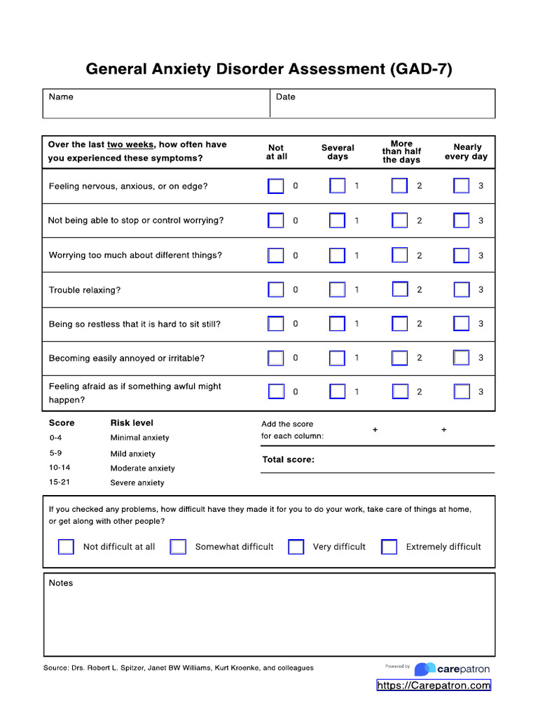 Gad 7 General Anxiety Disorder 7 | PDF | Anxiety | Anxiety Disorder
