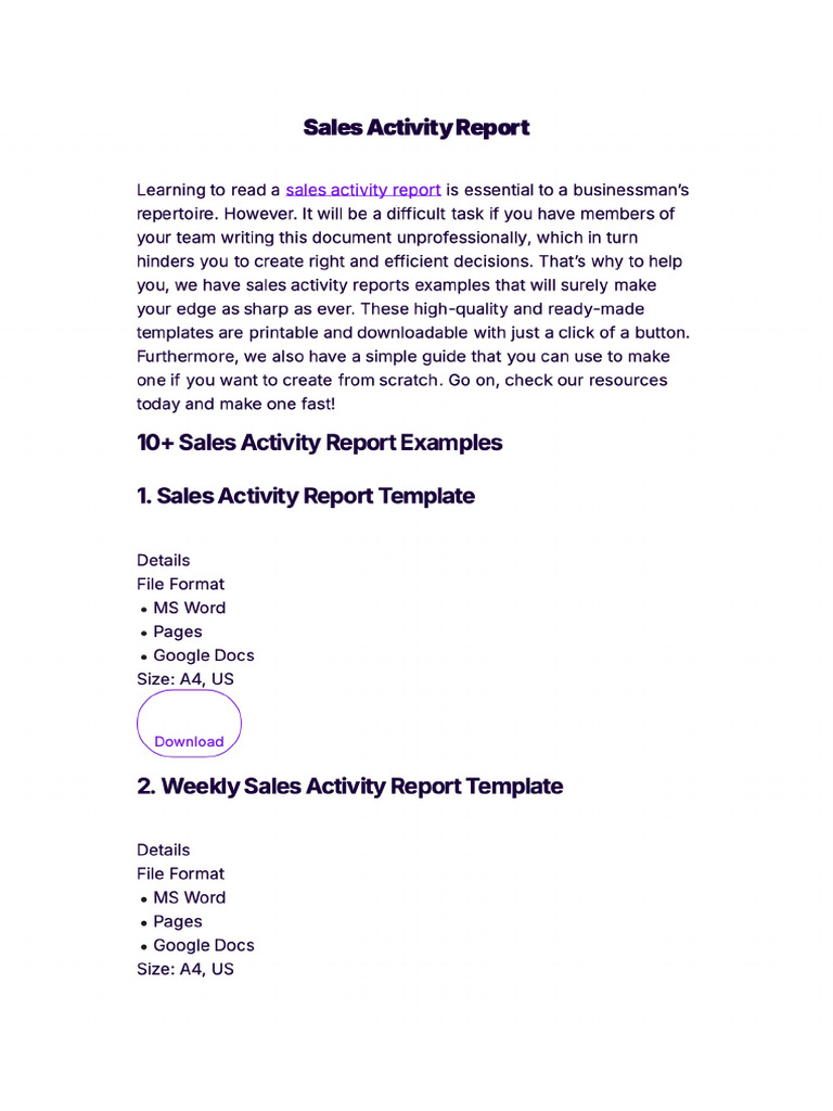 Sales Activity Report | PDF
