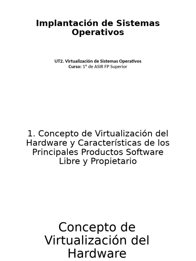 UT2. Virtualización de Sistemas Operativos | PDF