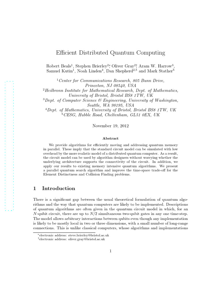 Efficient Distributed Quantum Computing | PDF