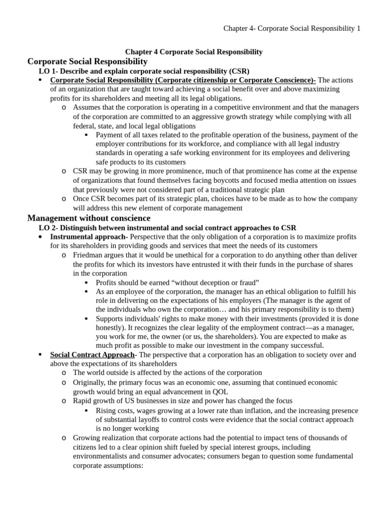 Chapter 4 Corporate Social Responsibility | PDF
