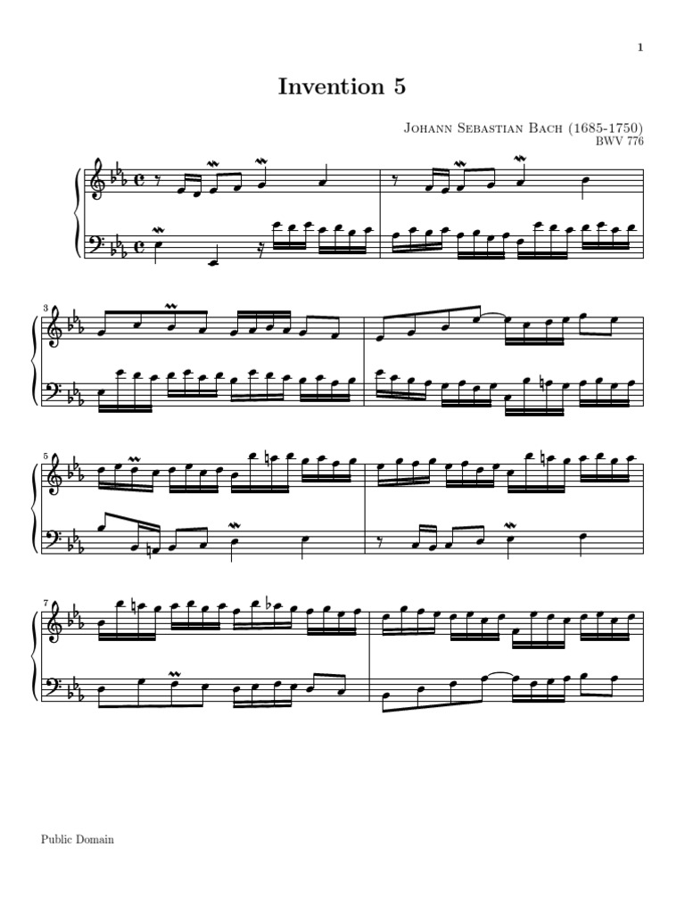 Bach Invention 05 Let | PDF | Johann Sebastian Bach | Bach Family