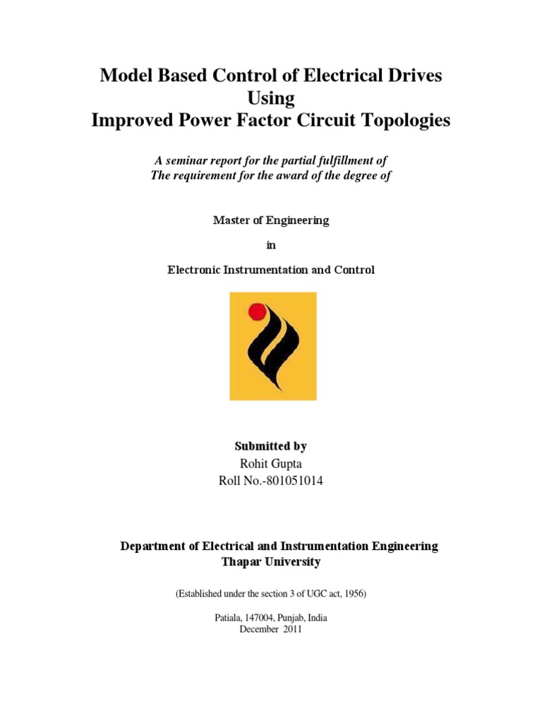 Model Based Control of Electrical Drives Using Improved Power Factor Circuit Topologies | PDF ...