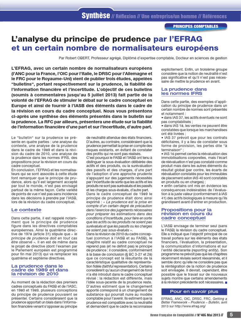 L'analyse Du Principe de Prudence Par l'EFRAG | PDF
