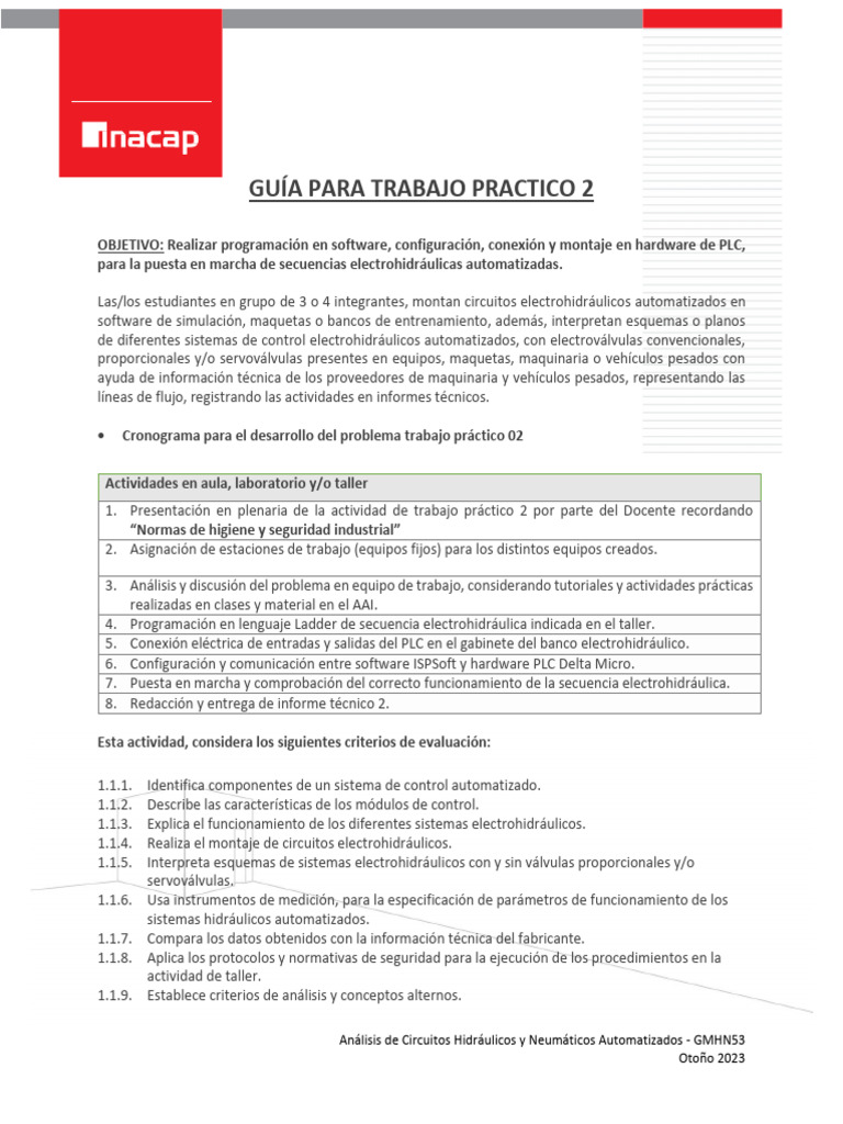 Trabajo Práctico (Programación de Secuencia Electrohidráulica en PLC) | PDF