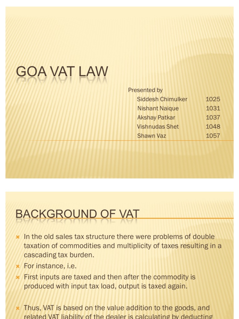 Goa VAT Law | PDF | Value Added Tax | Tax Credit