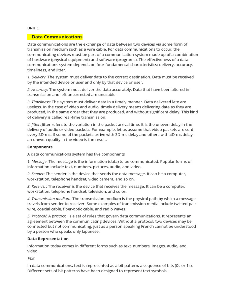 Unit 1 | PDF | Internet Protocol Suite | Computer Network