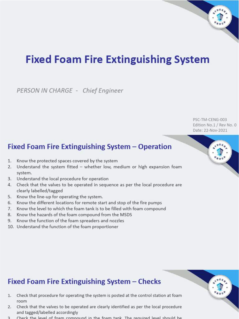 Fixed Foam Fire Sys | PDF