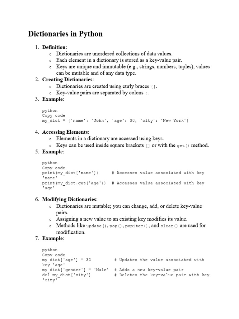 Dictionary in Python | PDF