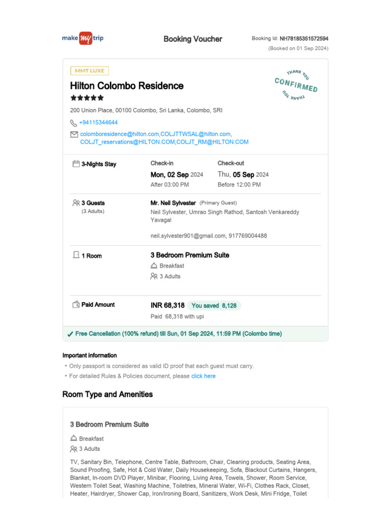 Booking Confirmation Voucher | PDF