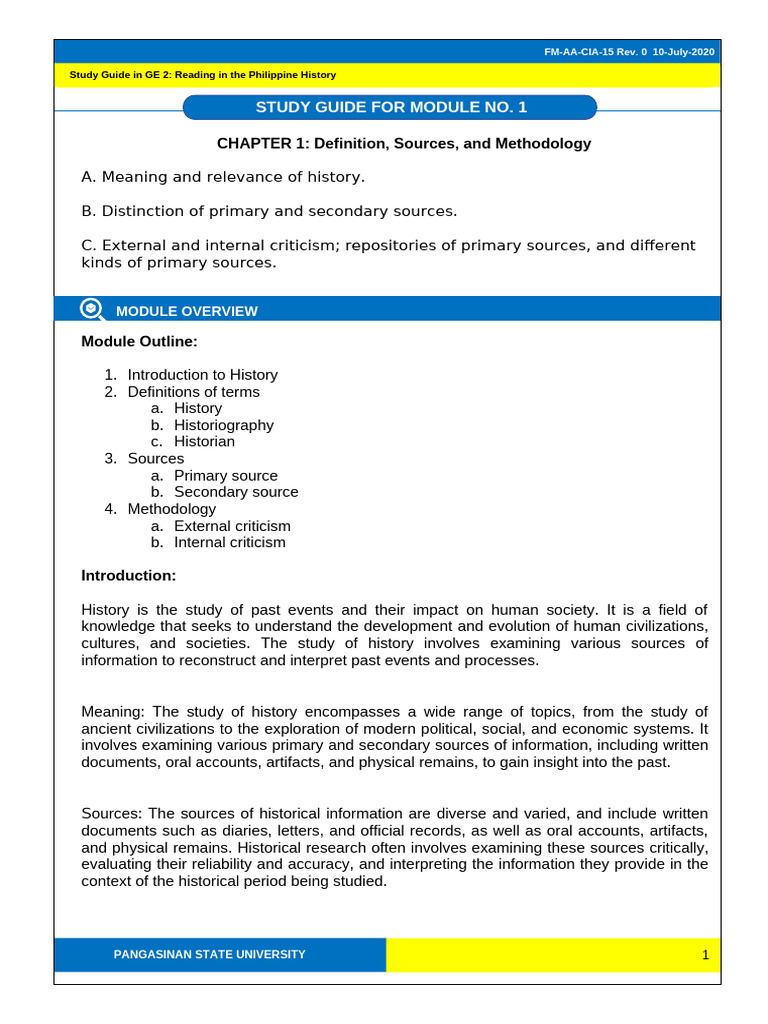 Chapter 1 - Definitions, Sources, and Methodologies | PDF | Primary ...