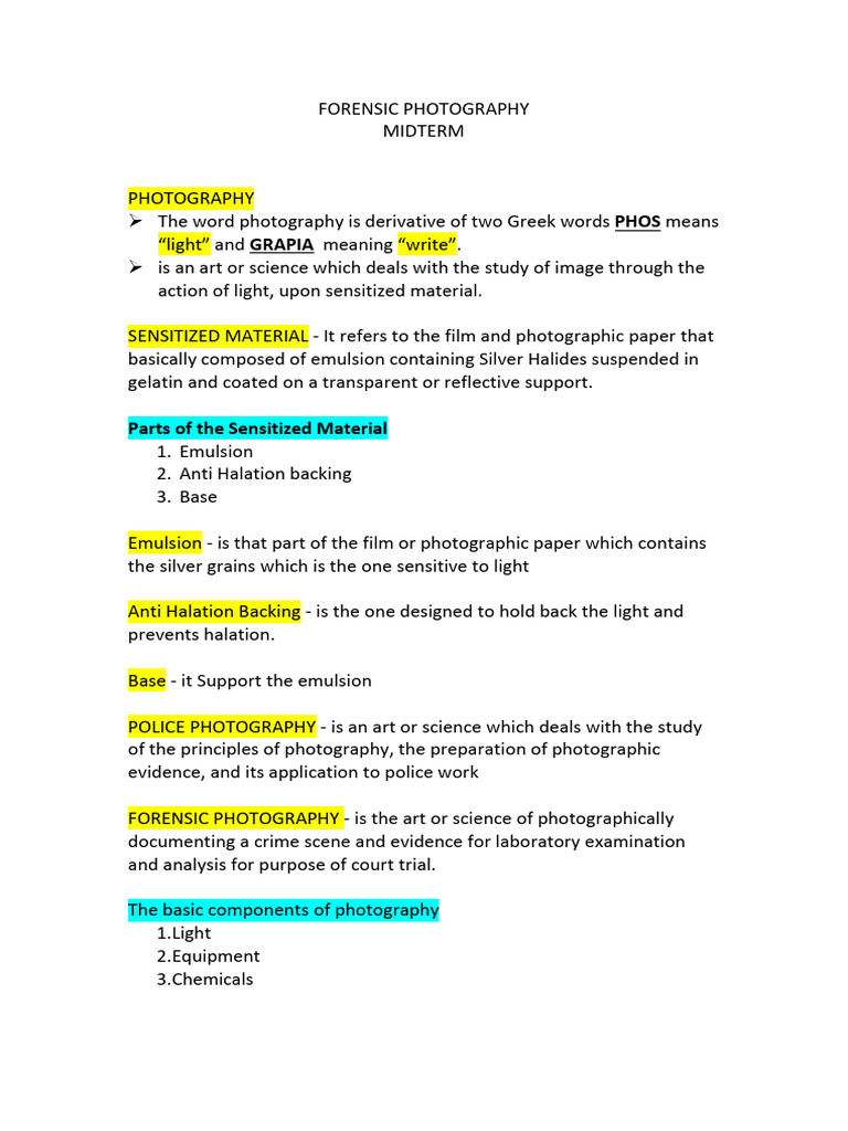 Forensic Photography Midterm | PDF