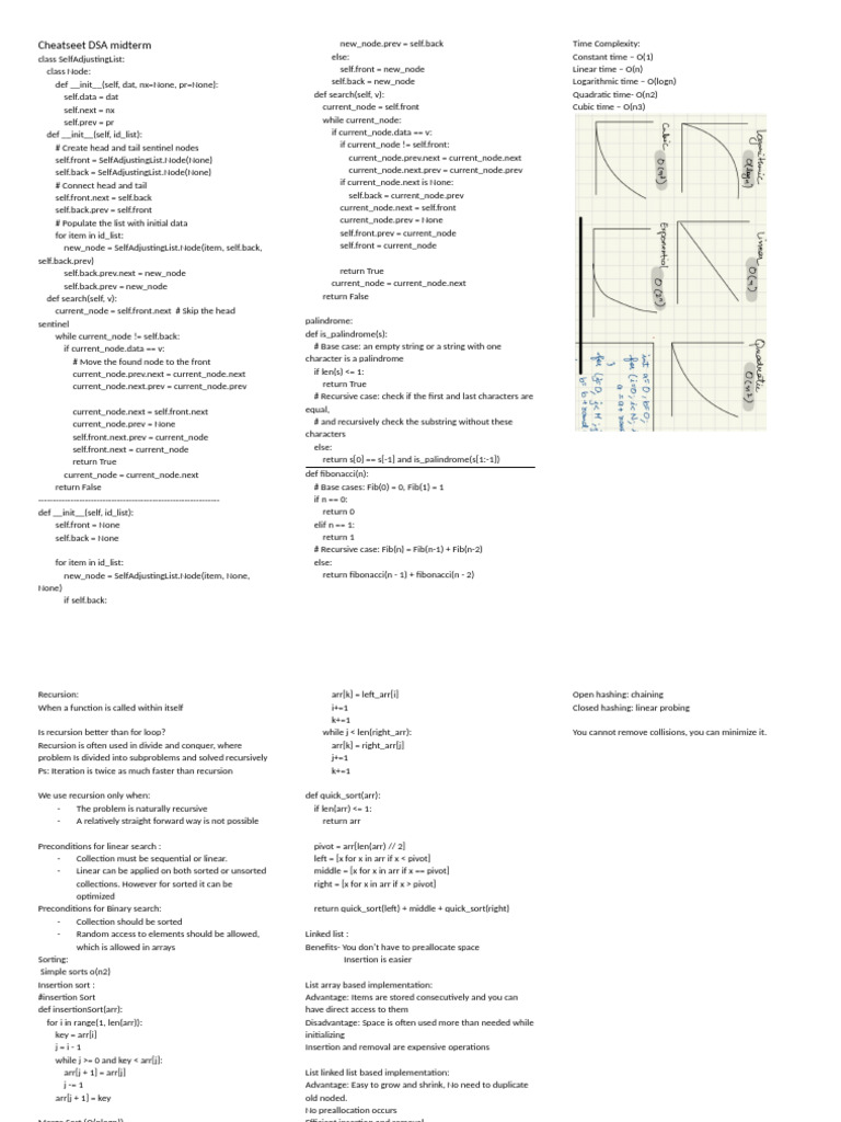 Cheatseet DSA Midterm | PDF