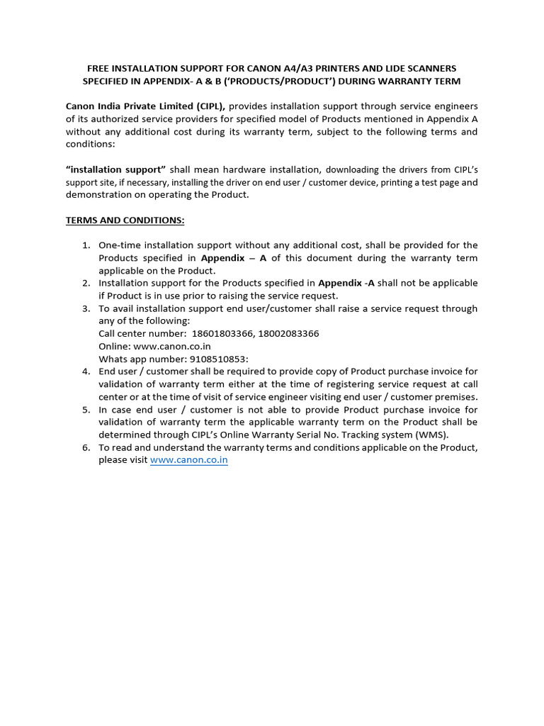 ( Products ') During Warranty Term | PDF | Printer (Computing) | Office Work