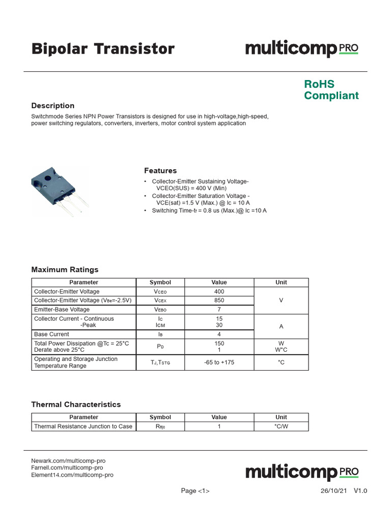 Bipolar Transistor: Description | PDF