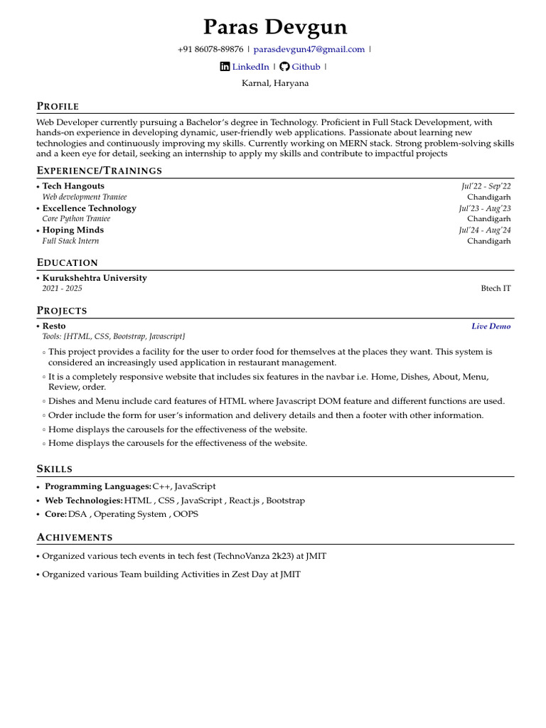 Academic CV Template | PDF