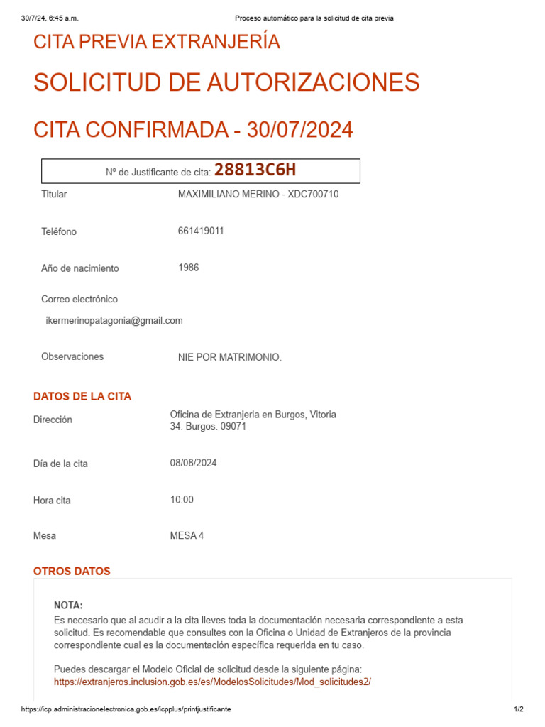 Proceso Automático para La Solicitud de Cita Previa | PDF