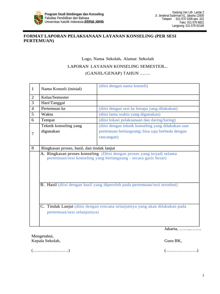 Format Laporan Layanan Konseling Uaj | PDF