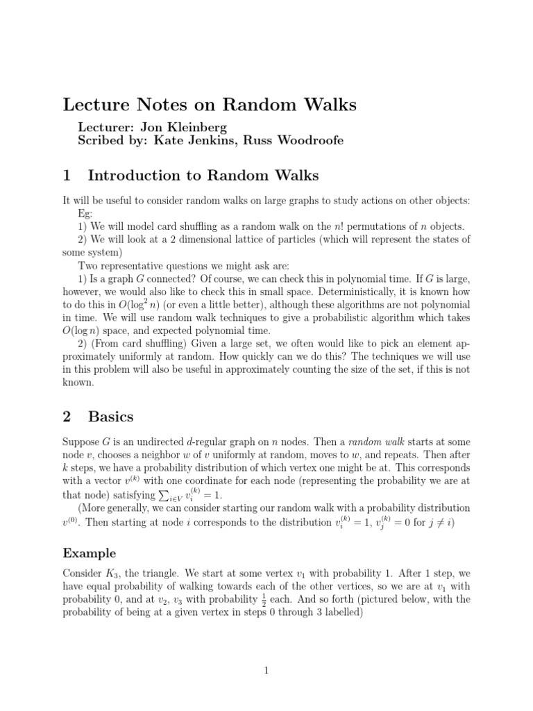 Random Walks | PDF | Eigenvalues And Eigenvectors | Markov Chain