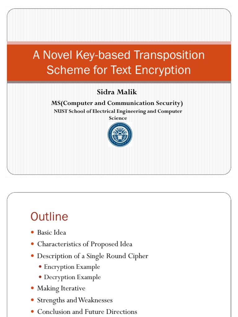 A Novel Key Based Transposition Scheme For Text Encryption Pdf Cipher Cryptography