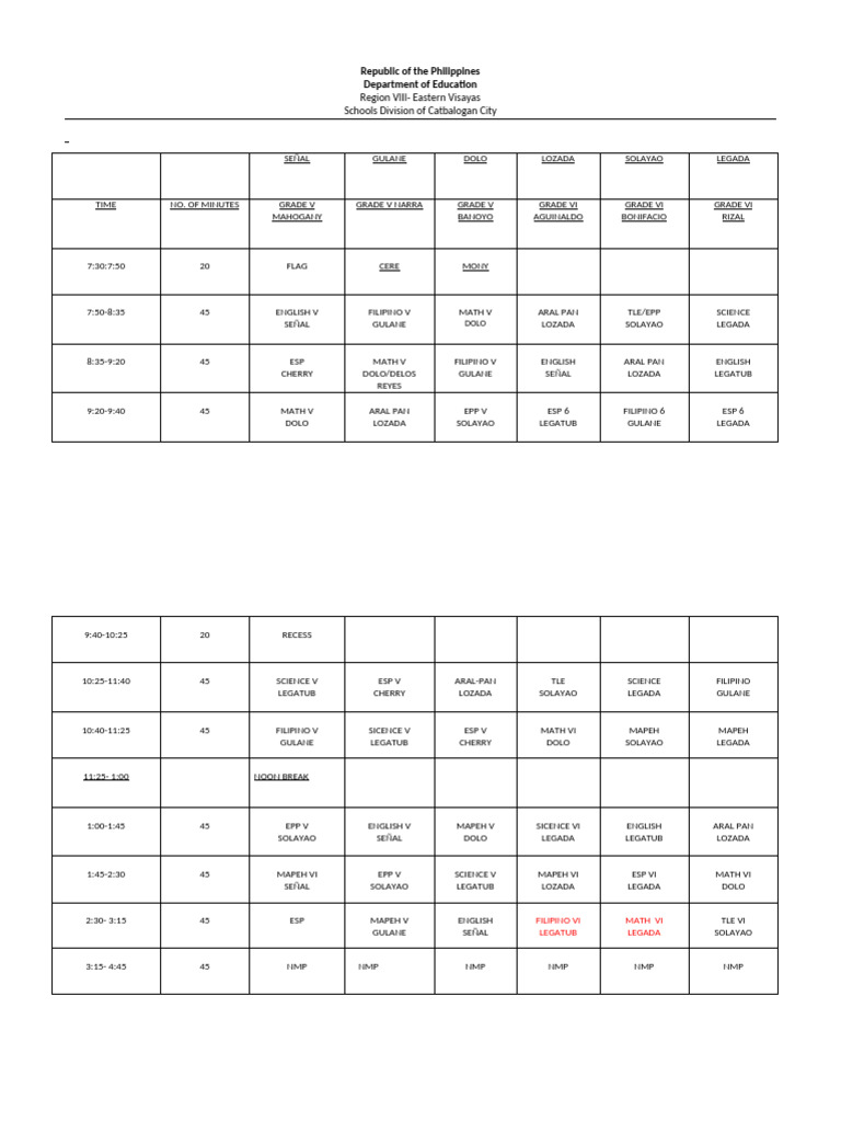 Schedule | PDF