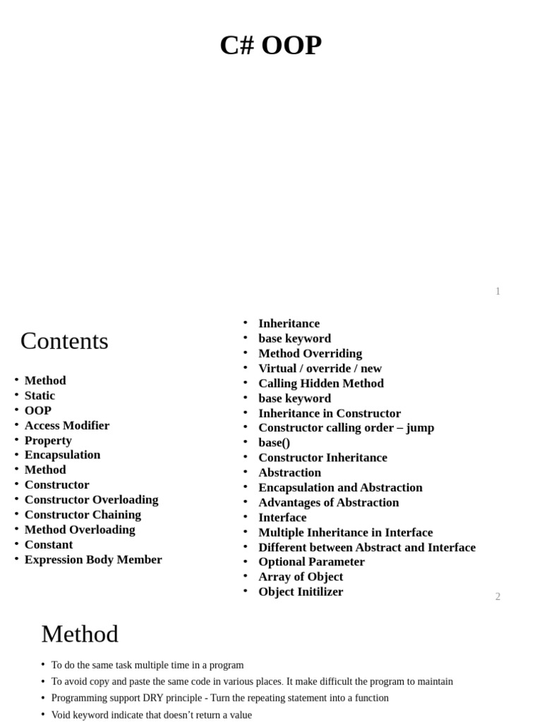 3 C# OOP Notes - Modify | PDF