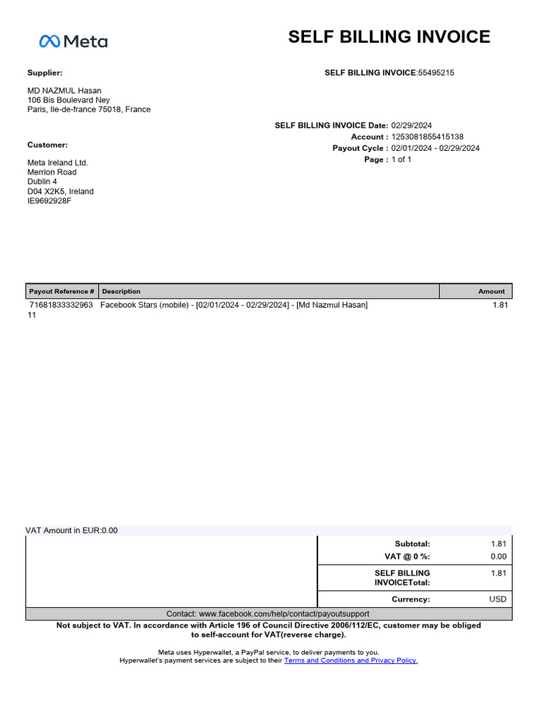 Self Billing Invoice 55495215 | PDF