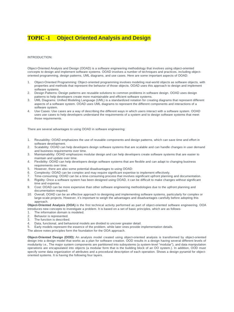OOAD Unit-1 | PDF