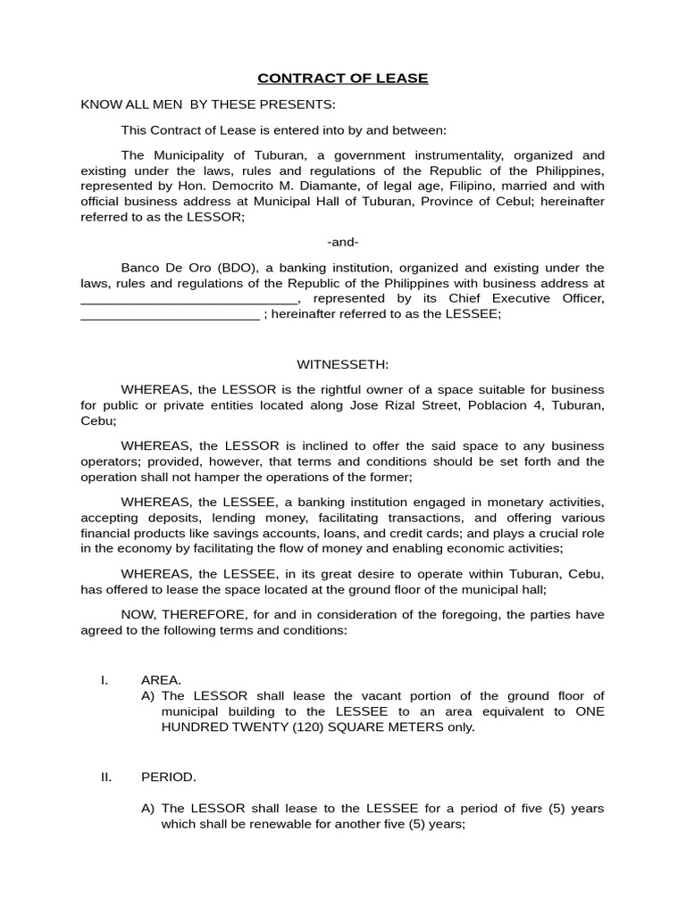 Contract of Lease-Bdo | PDF