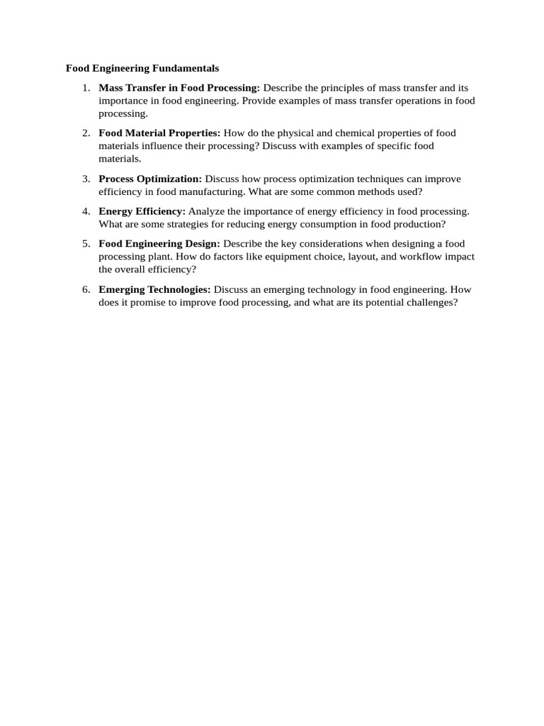 Food Engineering Fundamentals | PDF