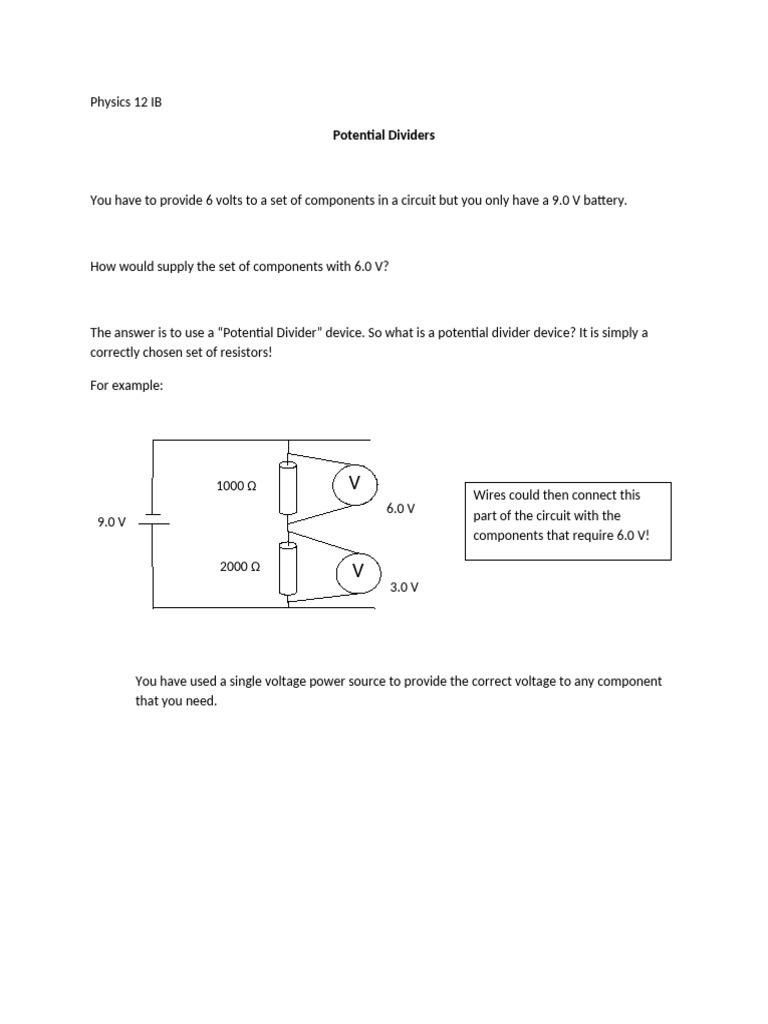 Potential Dividers in Circuits | PDF