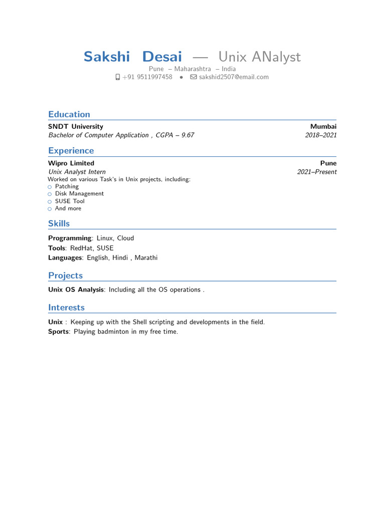 Sakshi Resume PDF | PDF