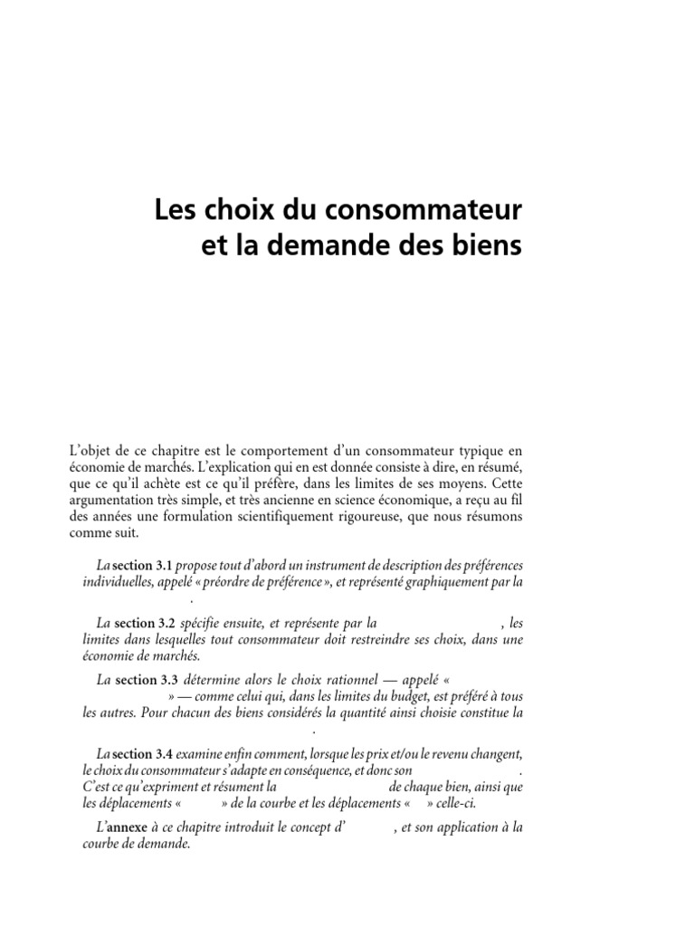 CHAP03-Les Choix Du Consommateur Et La Demande Des Biens | PDF